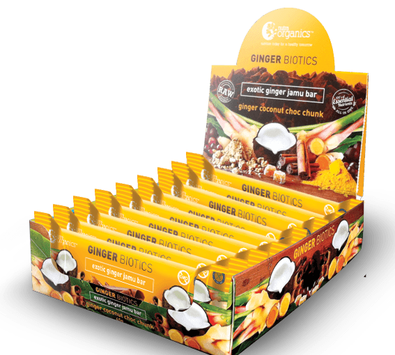 Nutra Organics Ginger Biotics Energy Bar - Box 12x45g - Living Balance